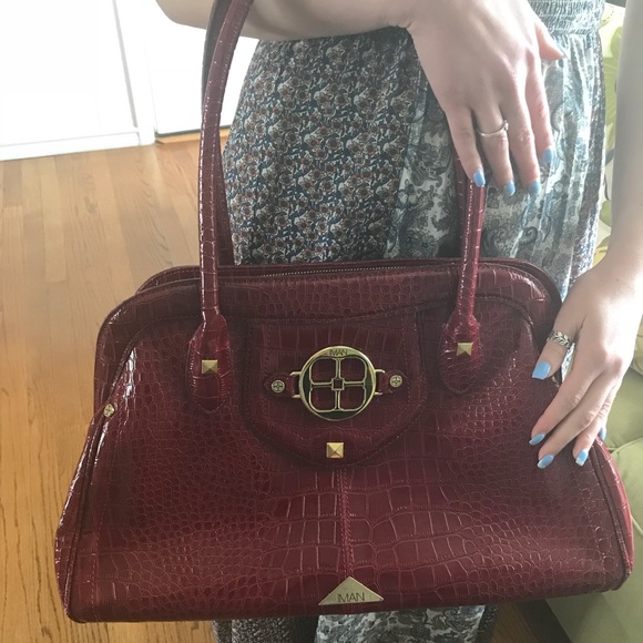 IMAN | Bags | Iman Deep Red Crocodile Embossed Patent Purse | Poshmark